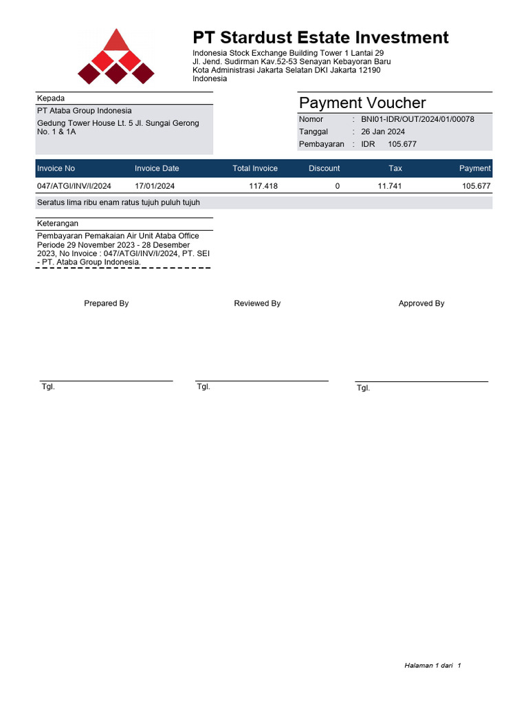 Payment Voucher for PT Ataba Group | PDF