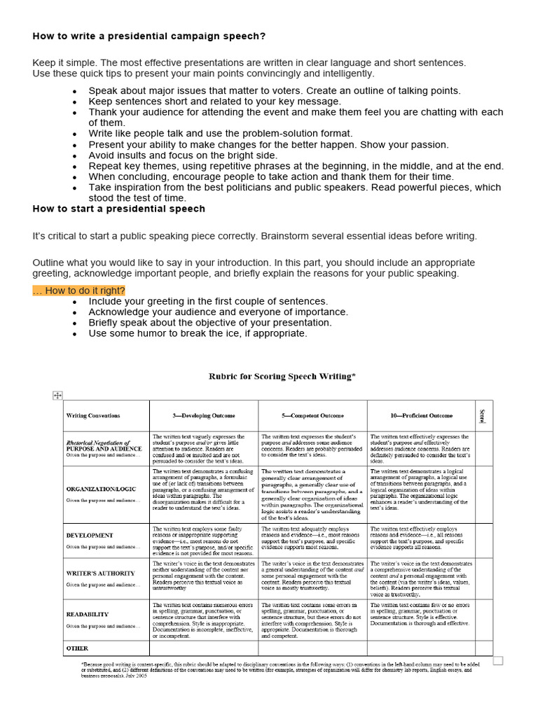 PRESIDENTIAL SPEECH | Download Free PDF | Public Speaking | Courage