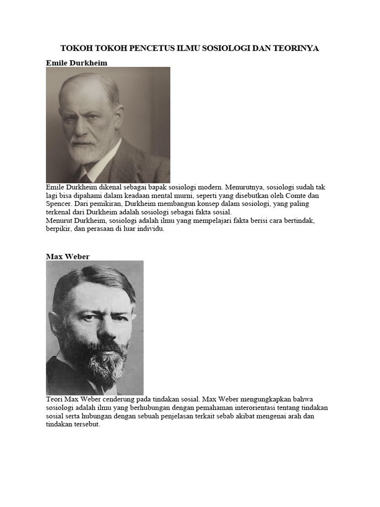 Tokoh Tokoh Pencetus Ilmu Sosiologi Dan Teorinya | PDF