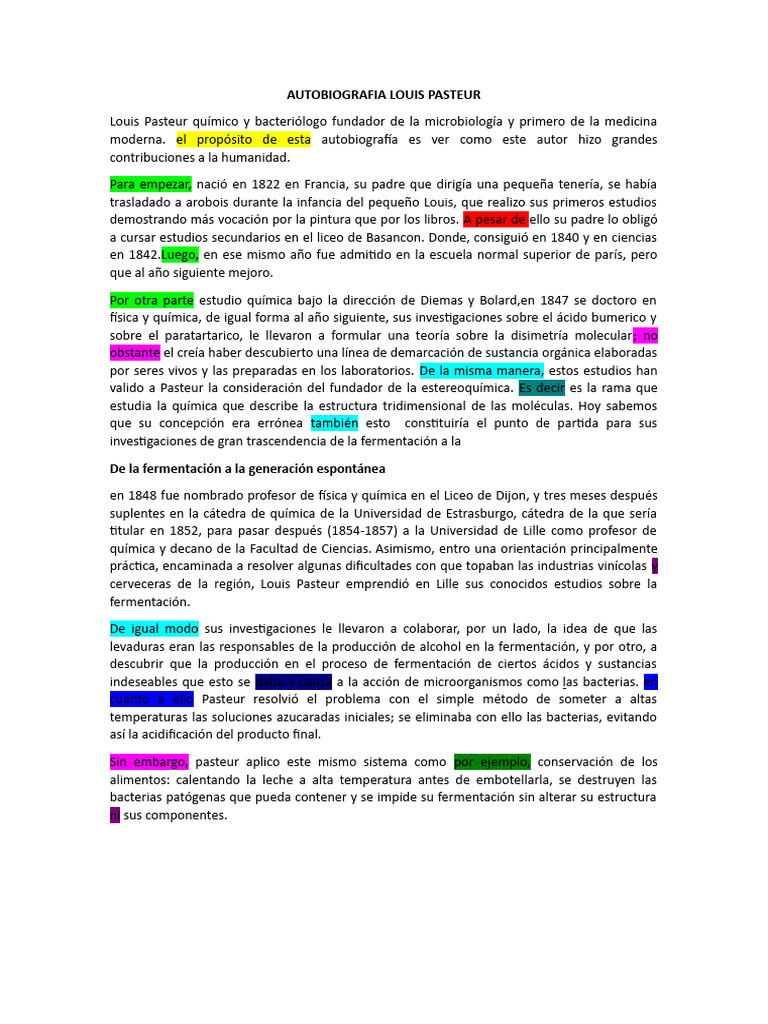 Vida y Logros de Louis Pasteur | PDF | Luis Pasteur | Fermentación
