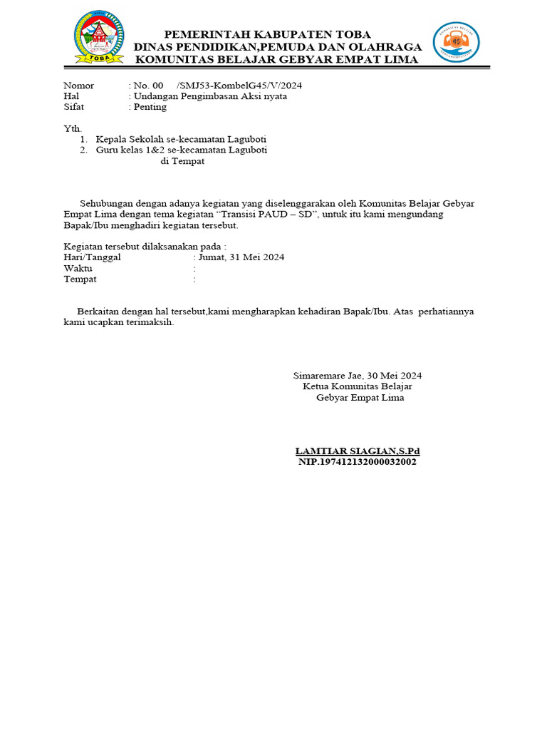 Contoh Surat Undangan Kombel | PDF