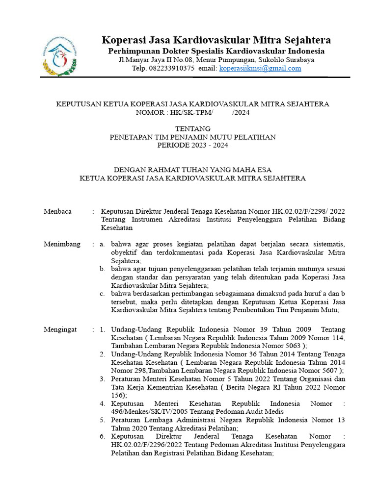 SK Tim Penjamin Mutu | PDF