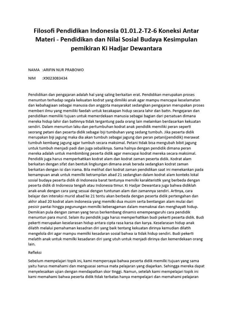 Filosofi Pendidikan Indonesia 01 ARP | PDF