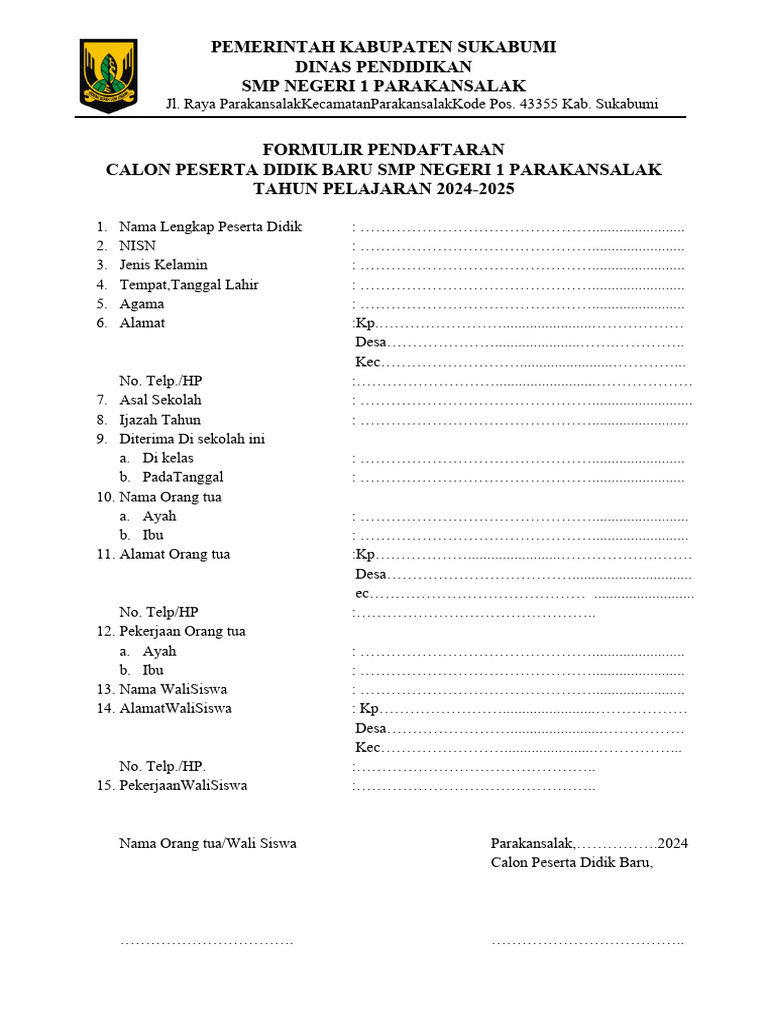 Formulir Isian PPDB-2024 | PDF