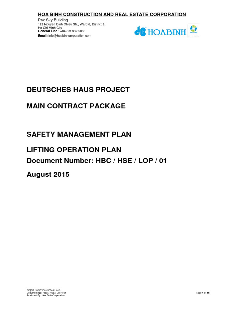 Lift Operation Plan | PDF | Crane (Machine)