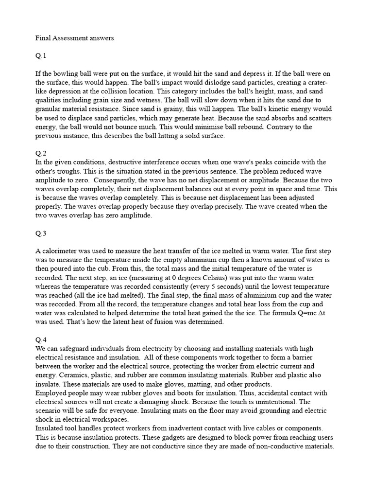 Assessment Answers | PDF | Mole (Unit) | Physical Sciences