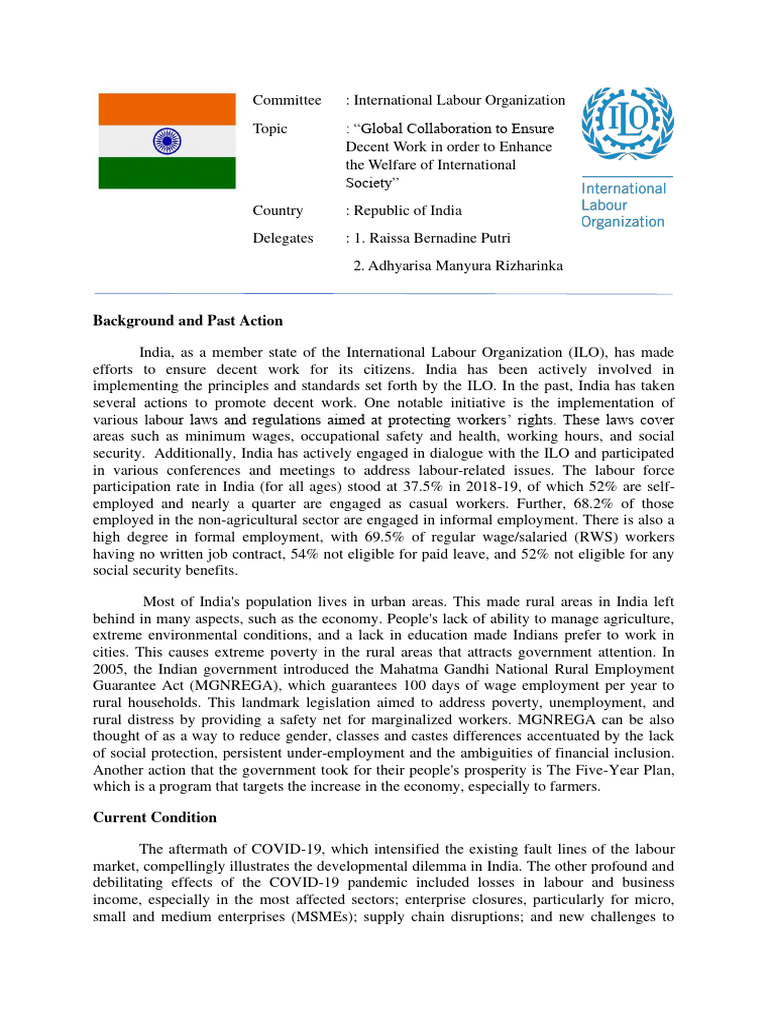Position Paper - Republic of India | PDF | International Labour ...