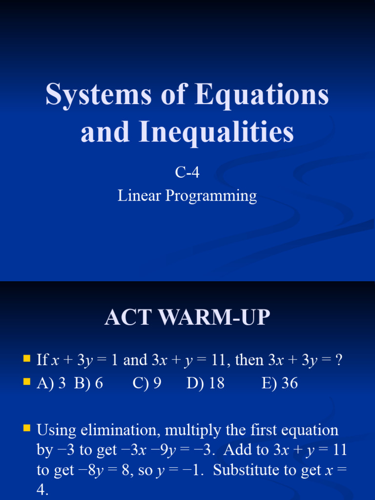 C 4 Linear Programming Pdf Linear Programming Mathematical Optimization