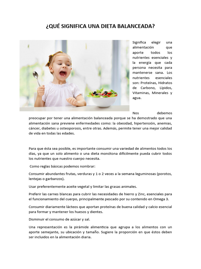 Ficha Informativa de La Dieta Balanceada | PDF | Alimentos | Dieta