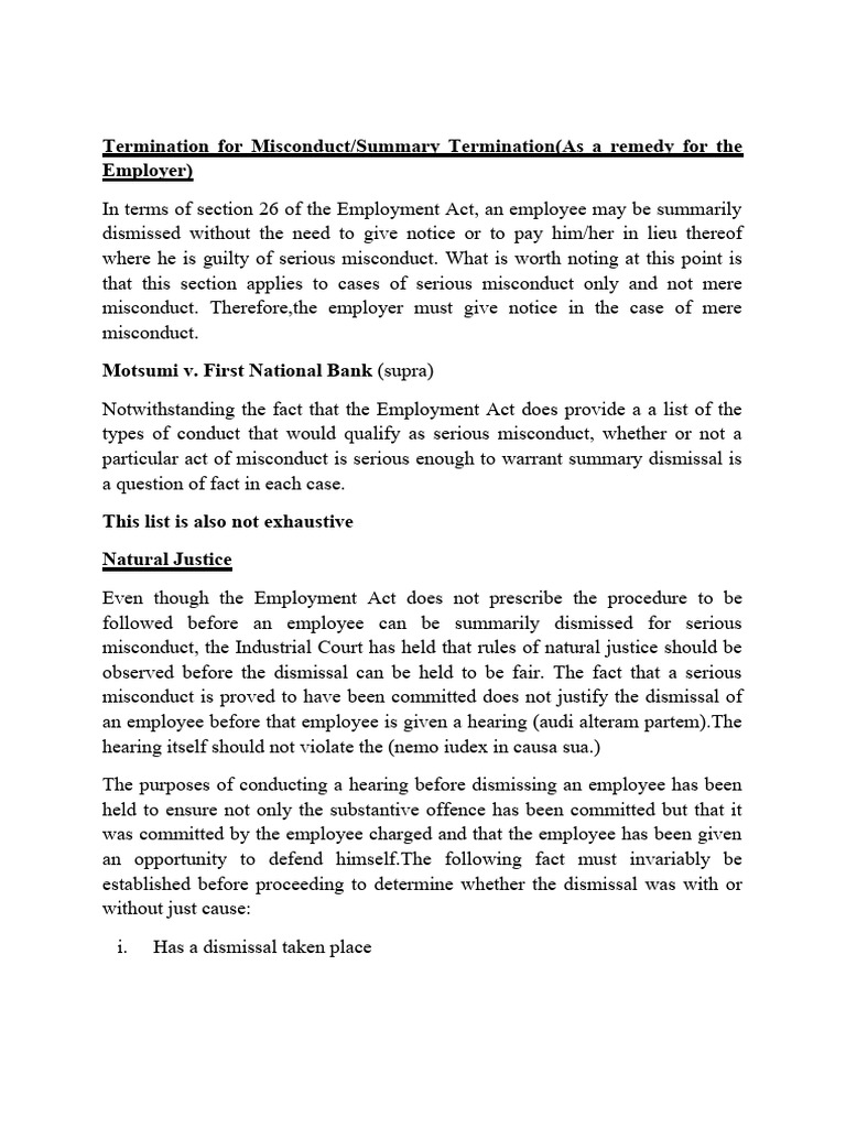 Summary Termination | PDF | Employment | Political Law