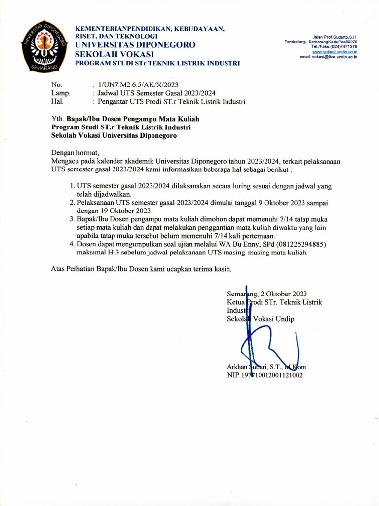 Pengantar Dan Jadwal UTS FIX | PDF