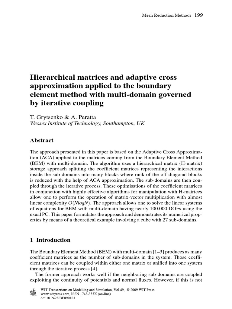 Hierarchical Matrices and Adaptive Cross | PDF | Matrix (Mathematics ...