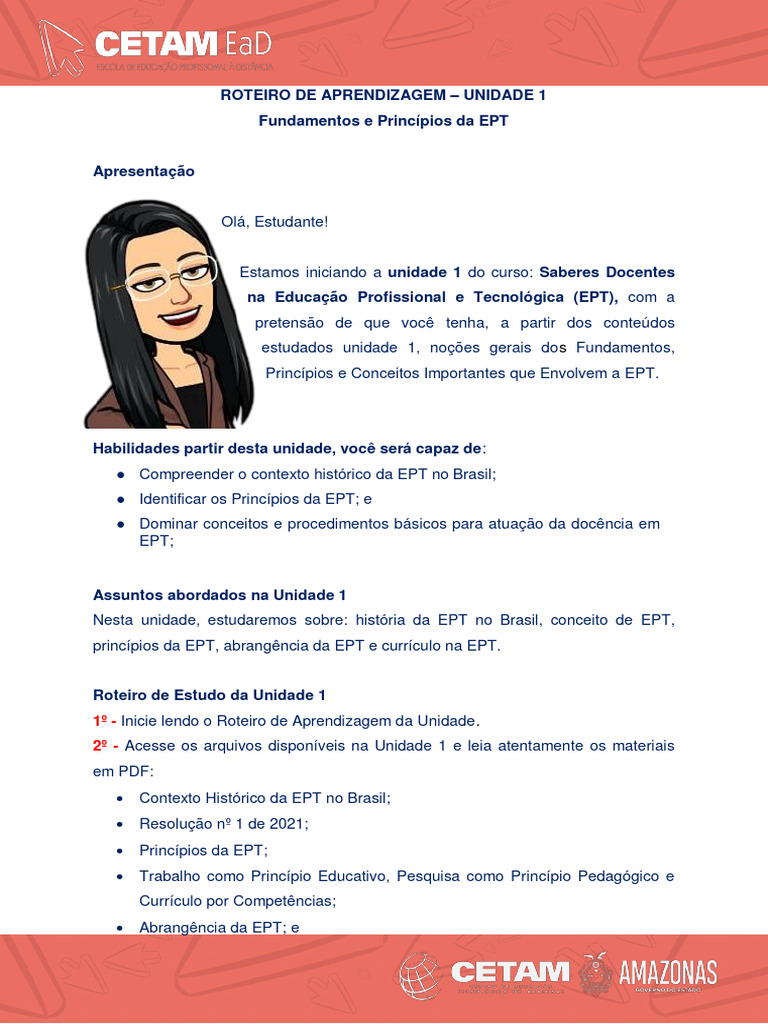 01_Roteiro de Aprendizagem_Unidade 1 | Download grátis PDF ...