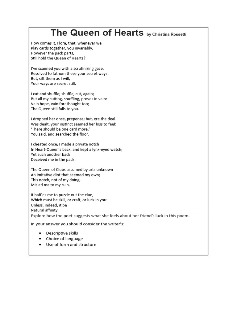 Analyzing Luck in Rossetti's "Queen of Hearts" | PDF