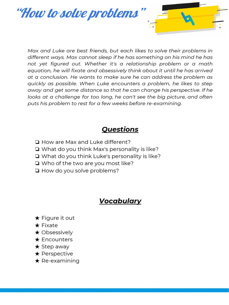 Problem-Solving Styles of Max & Luke | PDF