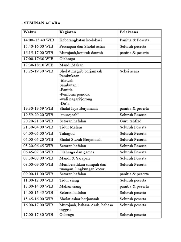 Agenda Dauroh Santri 2024 | PDF