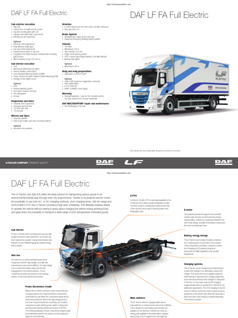 DAF LF Electric Infosheet | PDF | Battery Charger | Power Electronics