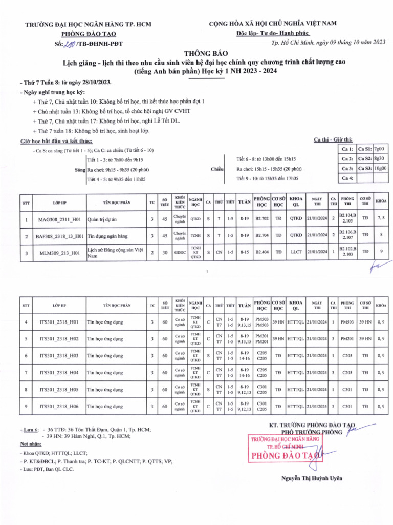 LG Theo Nhu Cau HK1 NH 2023-2024 He DHCQ CLC | PDF | Vietnam