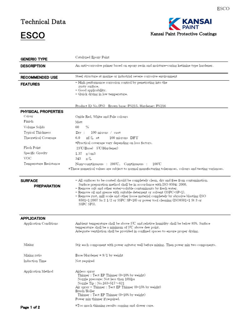 esco -protektif coating Kansai | Download Free PDF | Paint | Corrosion