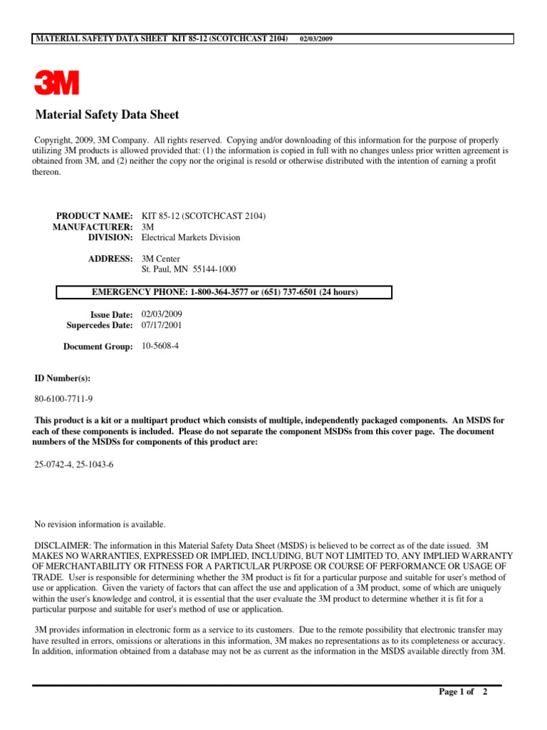 3m Splice Kit 85 12 Pdf Personal Protective Equipment Waste