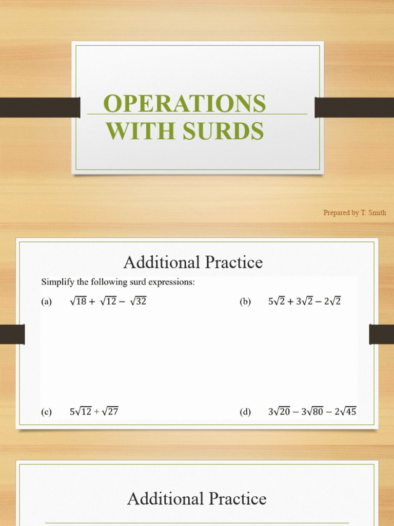 Operations With Surds Powerpoint | PDF | Arithmetic | Number Theory