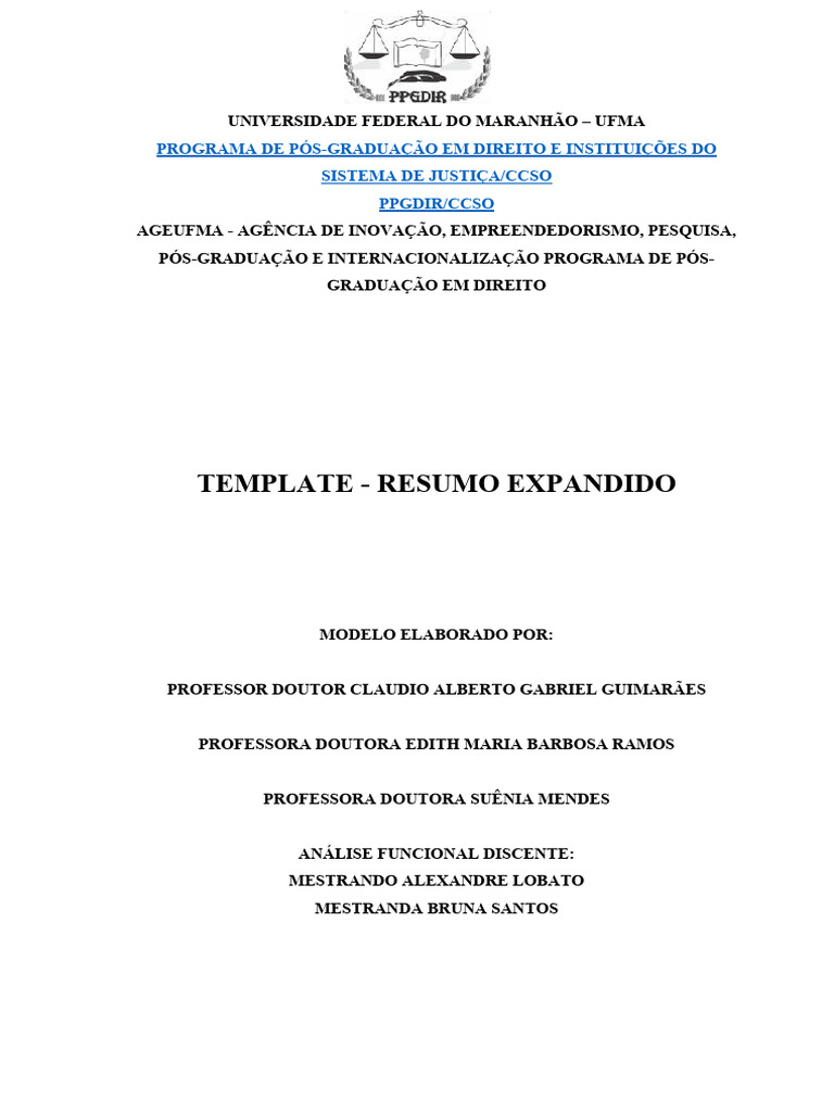 2023 - Final - Template - Resumo Expandido - Ppgdir - Ufma | PDF | Abstract (resumo) | Science