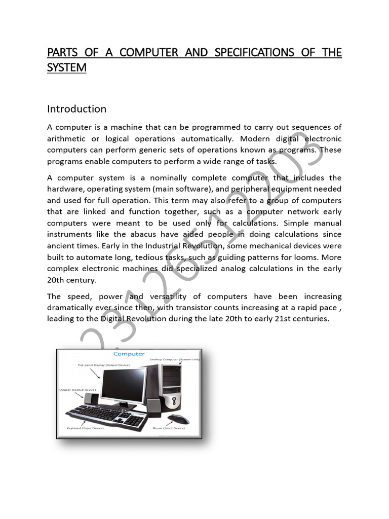 Parts of computer | Download Free PDF | Random Access Memory | Computer Data Storage