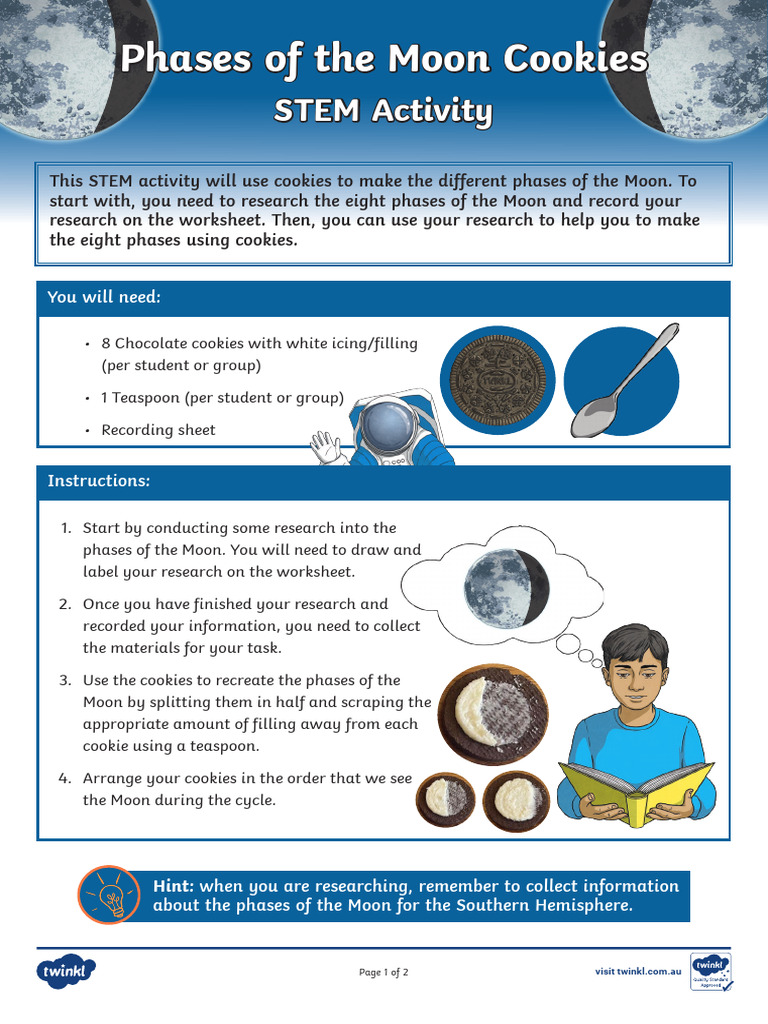 Phases of The Moon Cookies Stem Activity - Ver - 1 | PDF