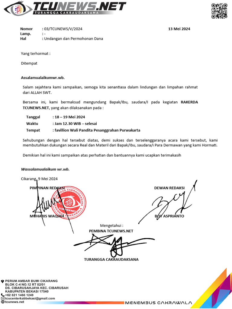 Undangan RAKERDA TCUNEWS 2024 | PDF