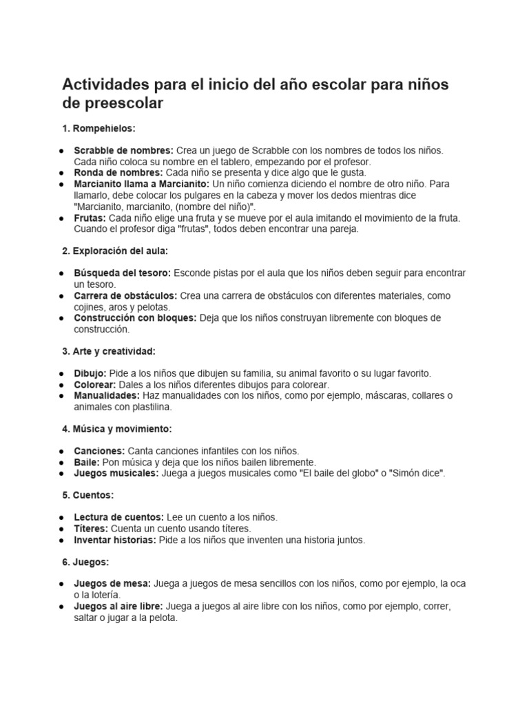 Actividades divertidas para preescolar | PDF
