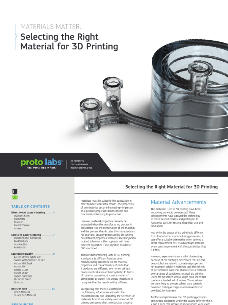 Selecting the right material for 3D printing | PDF | 3 D Printing | Strength Of Materials