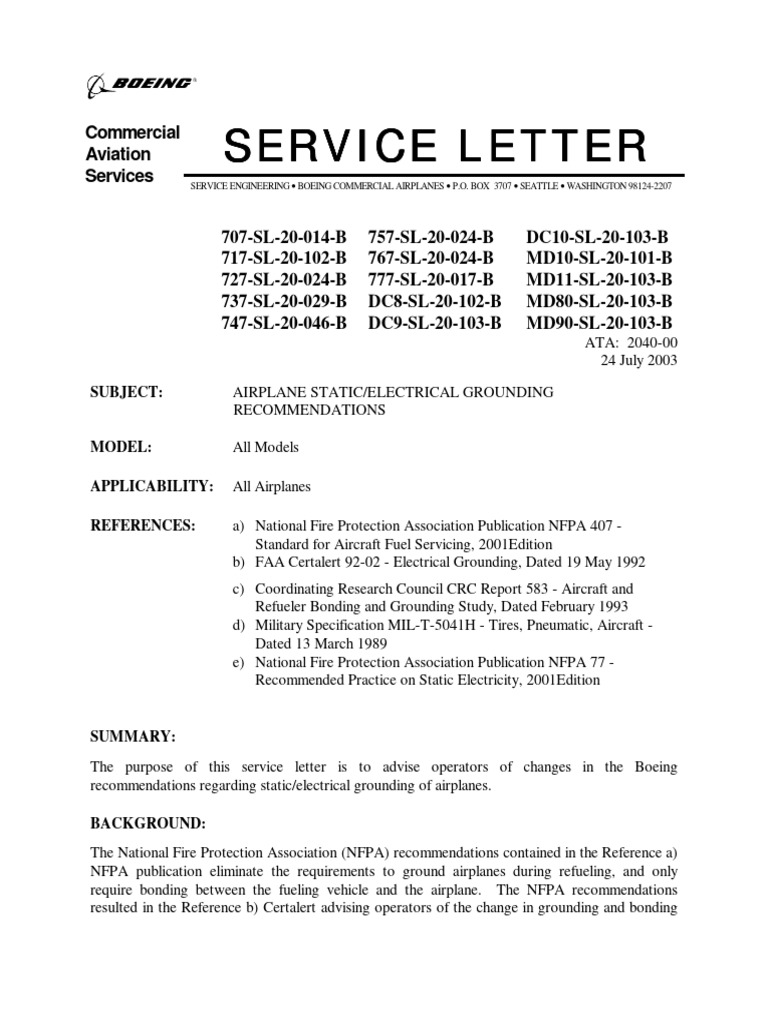 SL 737-SL-20-29-B Airplane Static - Electrical Grounding | PDF ...
