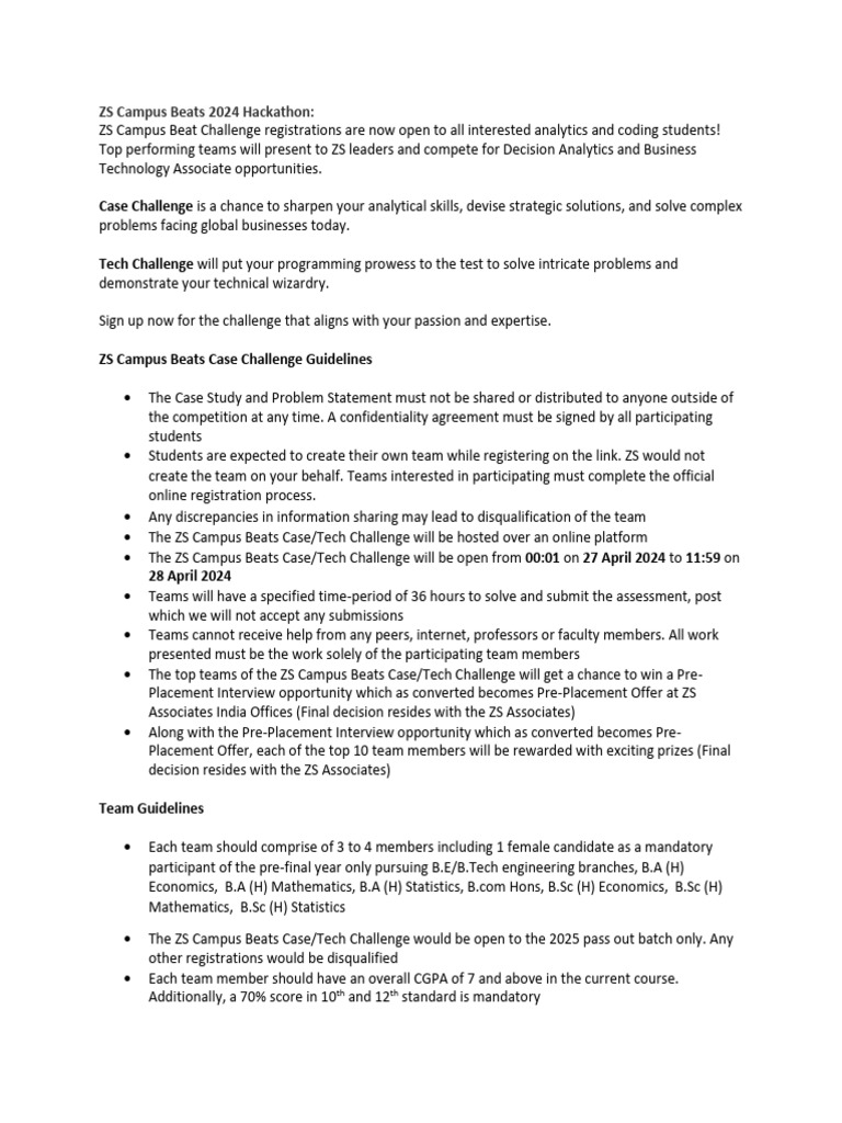 Campus Beats - Guidelines For Hackathon | PDF