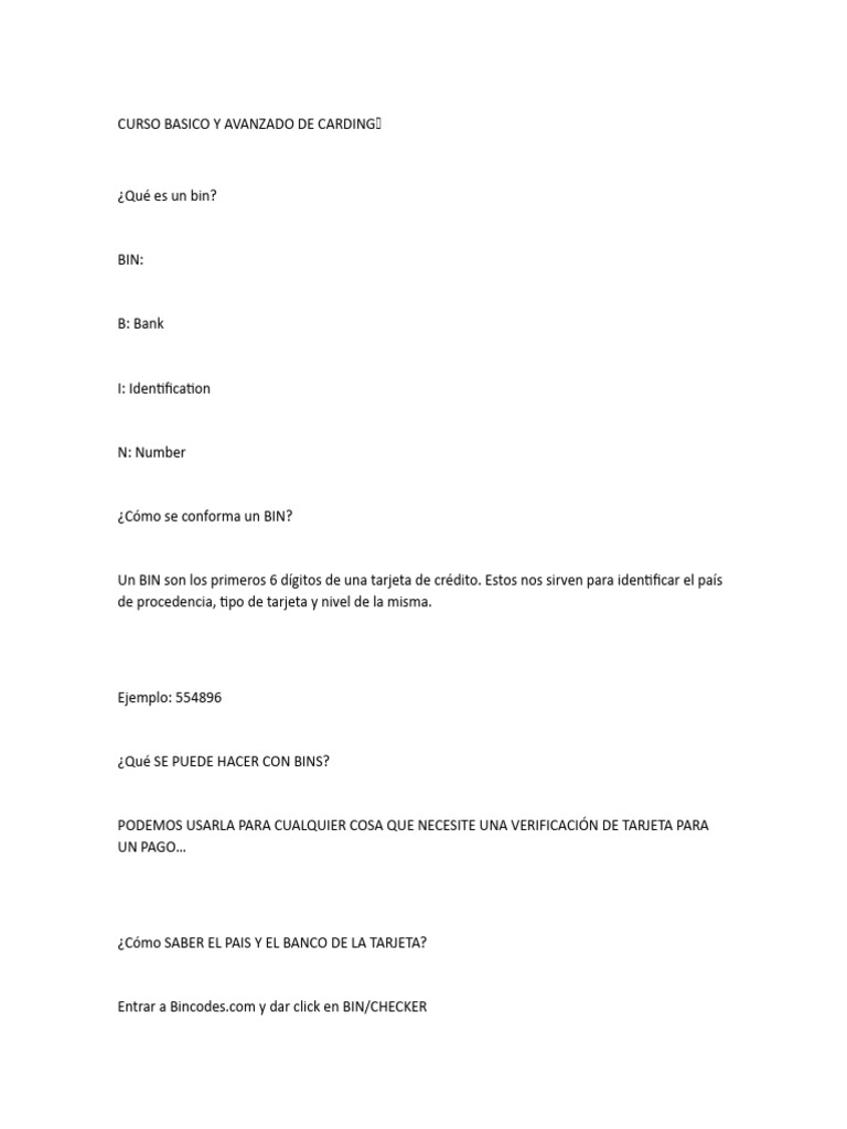 Curso Básico y Avanzado Carding | PDF | Industrias de servicio