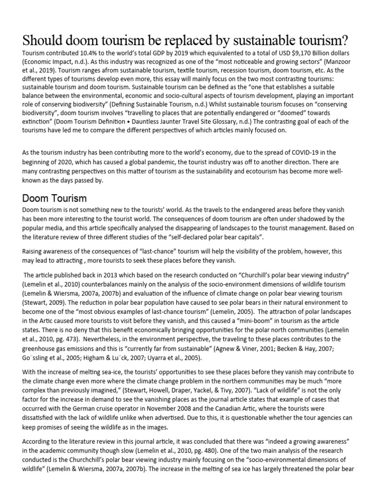 Should Doom Tourism Be Replaced by Sustainable Tourism | PDF | Tourism ...
