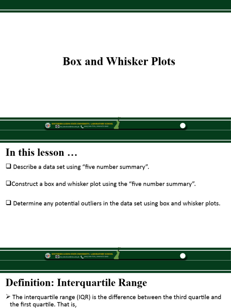 Box And Whisker Plots Pdf Quartile Descriptive Statistics