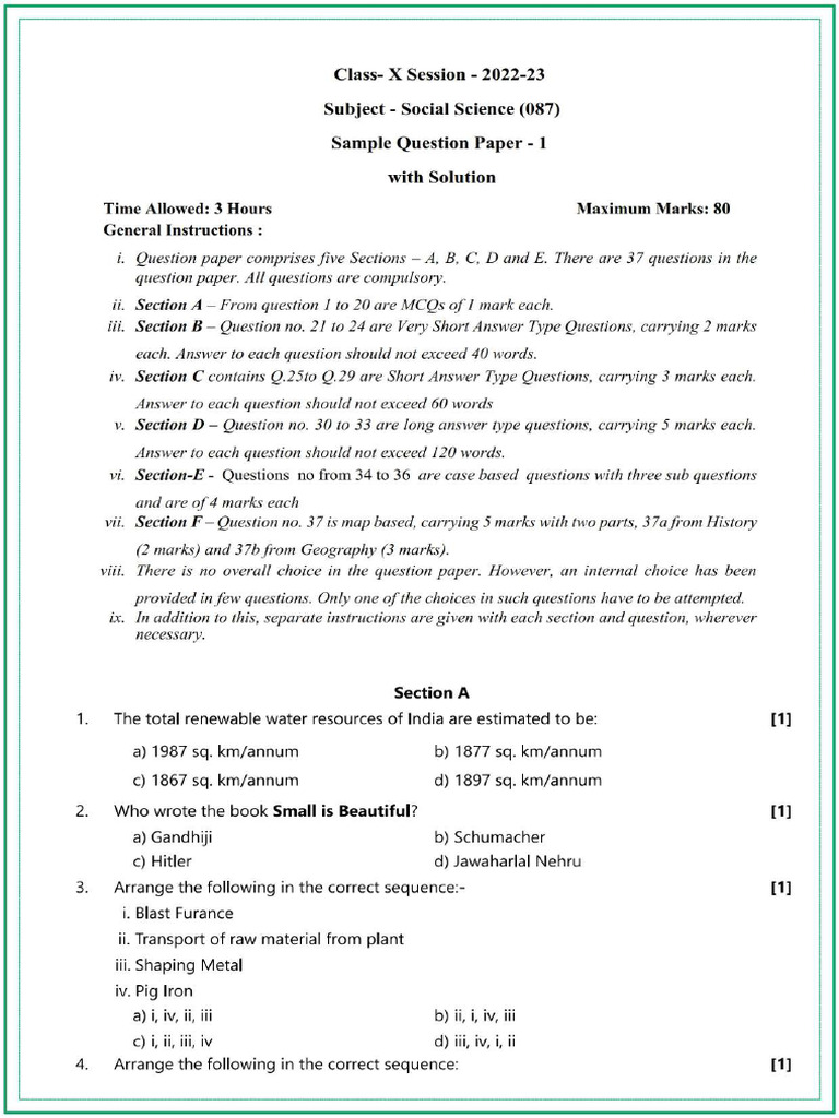 Class-10 Sample Paper-1 @iitianpatrika | PDF