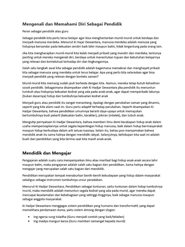 Mengenali dan Memahami Diri Sebagai Pendidik | PDF Mengenali dan Memahami Diri Sebagai Pendidik | PDF