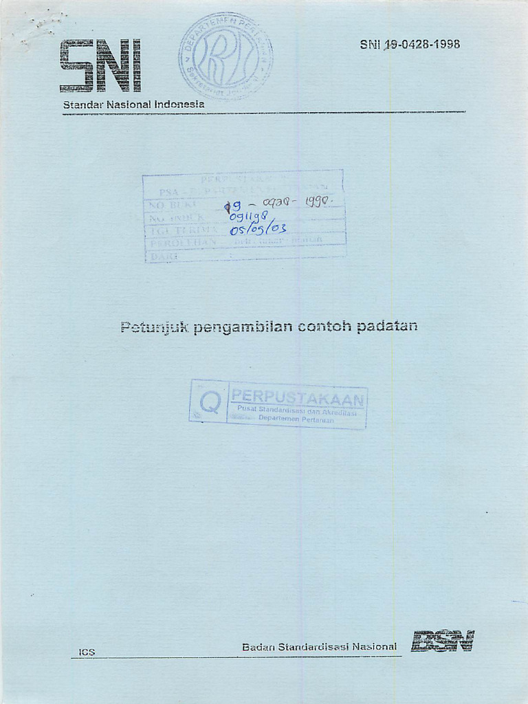 SNI 19 0428 1998 Petunjuk Pengambilan Contoh Padatan 2 | PDF
