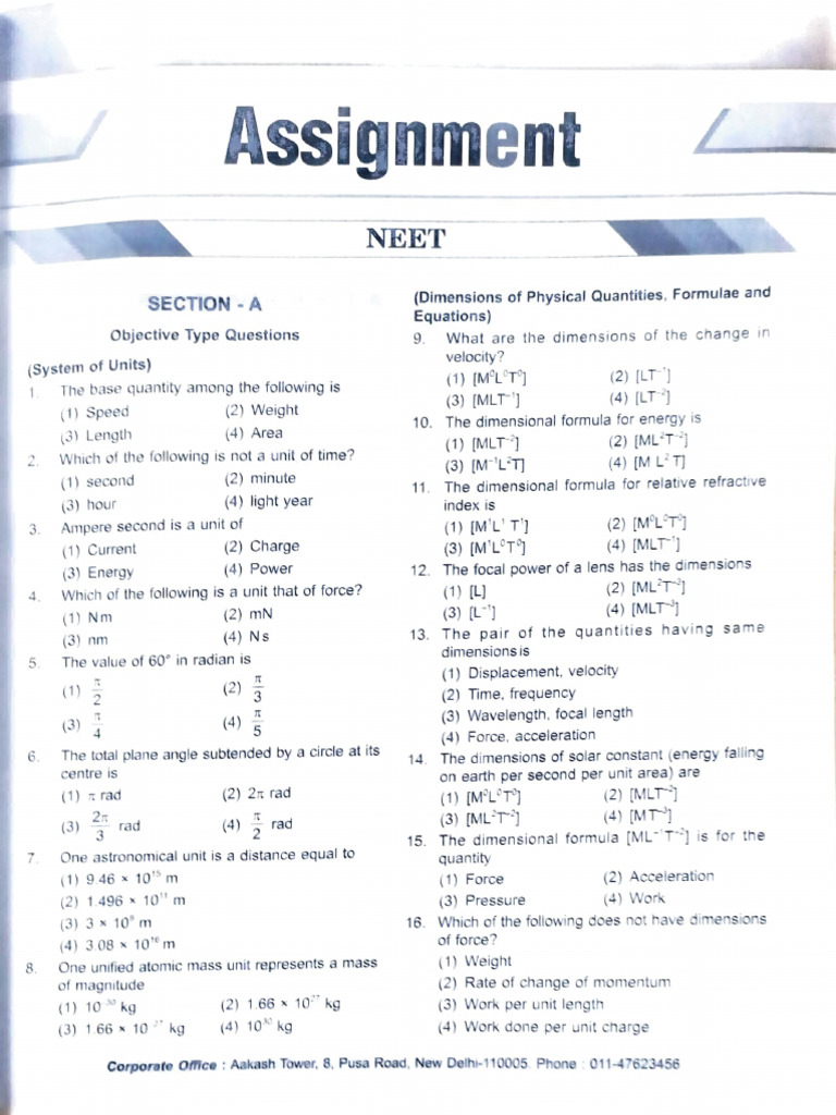 Unit and Measurement Aakash Module | PDF | Probability And Statistics ...