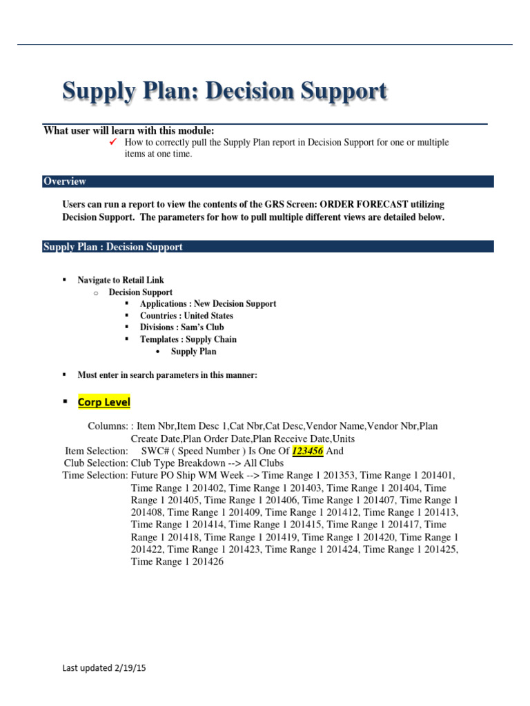 Supply Plan Decision Support | Download Free PDF | Computing