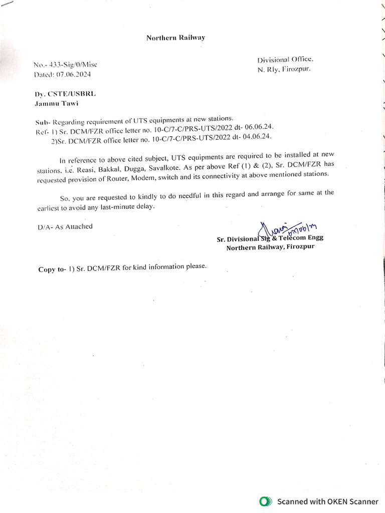 Uts Letter For Swke - Reasi | PDF