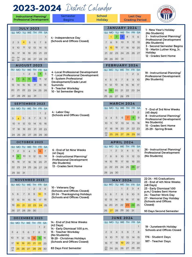 2023-2024-Calendar | PDF | Academic Term | Observances