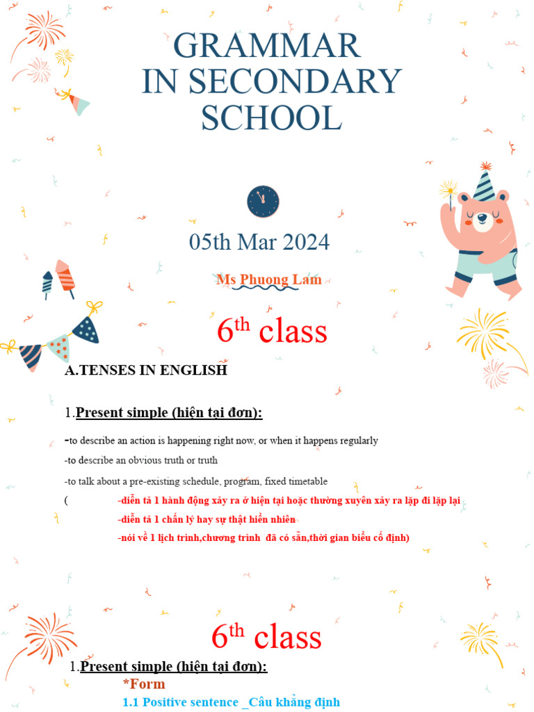 Summary English Gammar - L P 6 | PDF