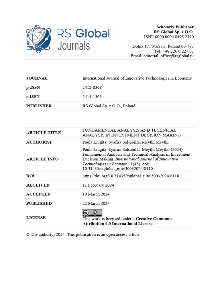 Fundamental Analysis And Technical Analysis In Inv Pdf Investing