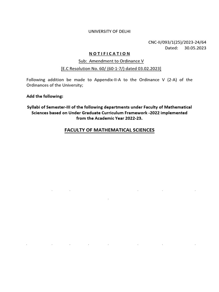 BSC Maths Sem3 Syllabus Delhi University | PDF | Group (Mathematics) | Integral