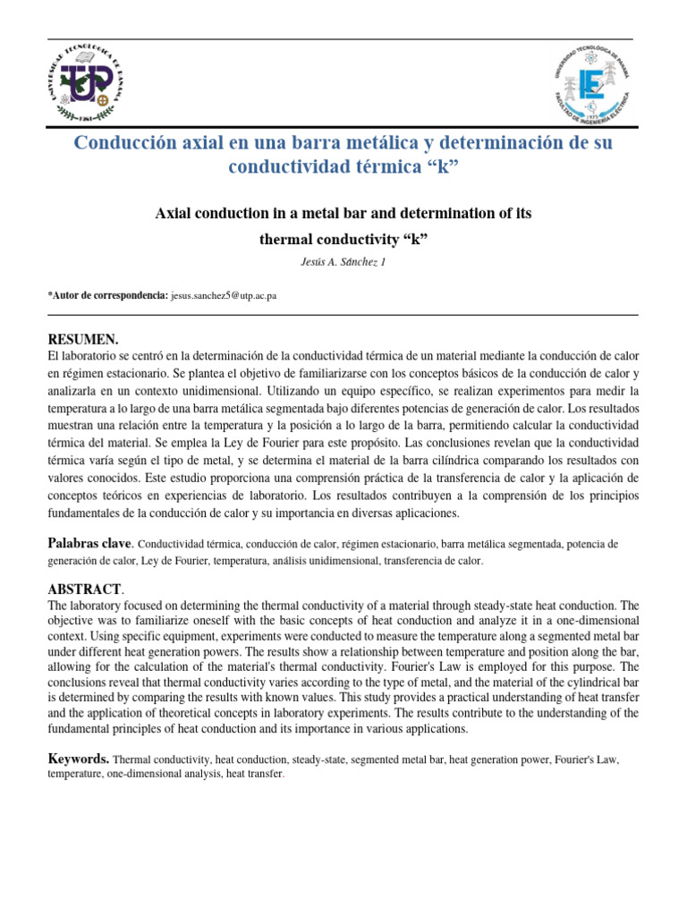 Conductividad térmica en barra metálica | PDF | Conduccion termica | Calor