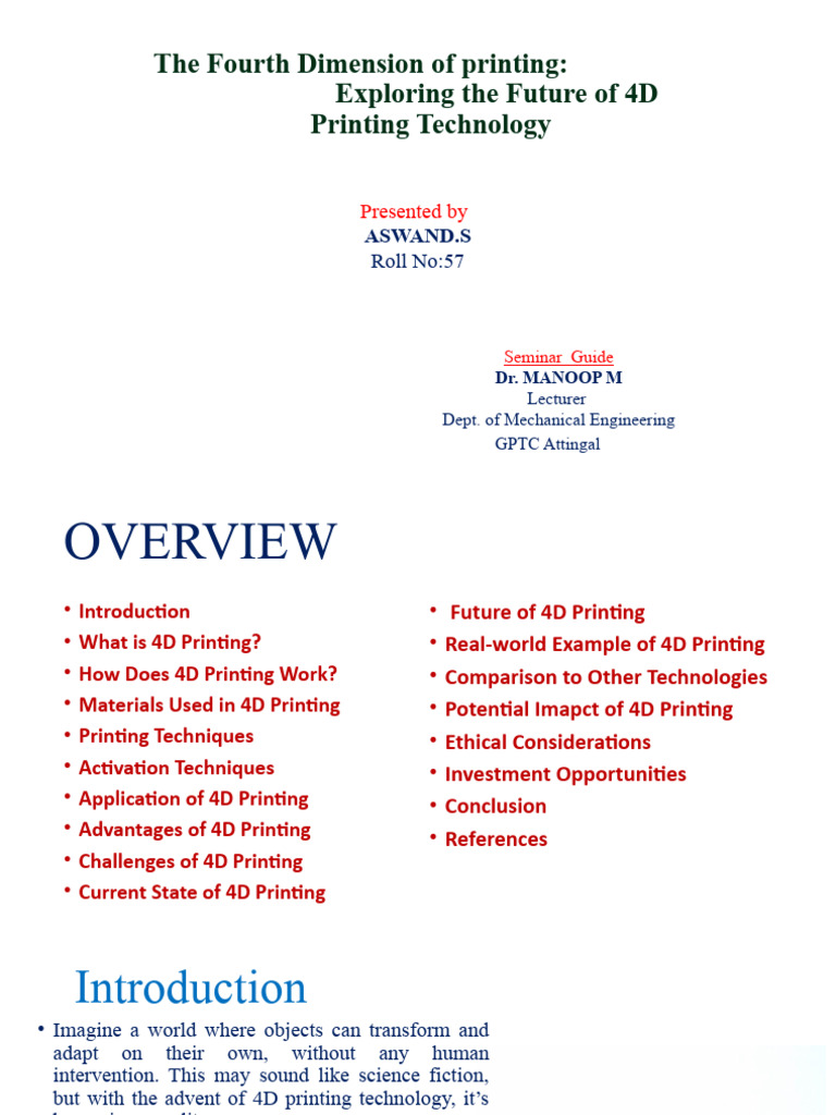 4D Printing | PDF | 3 D Printing | Engineering