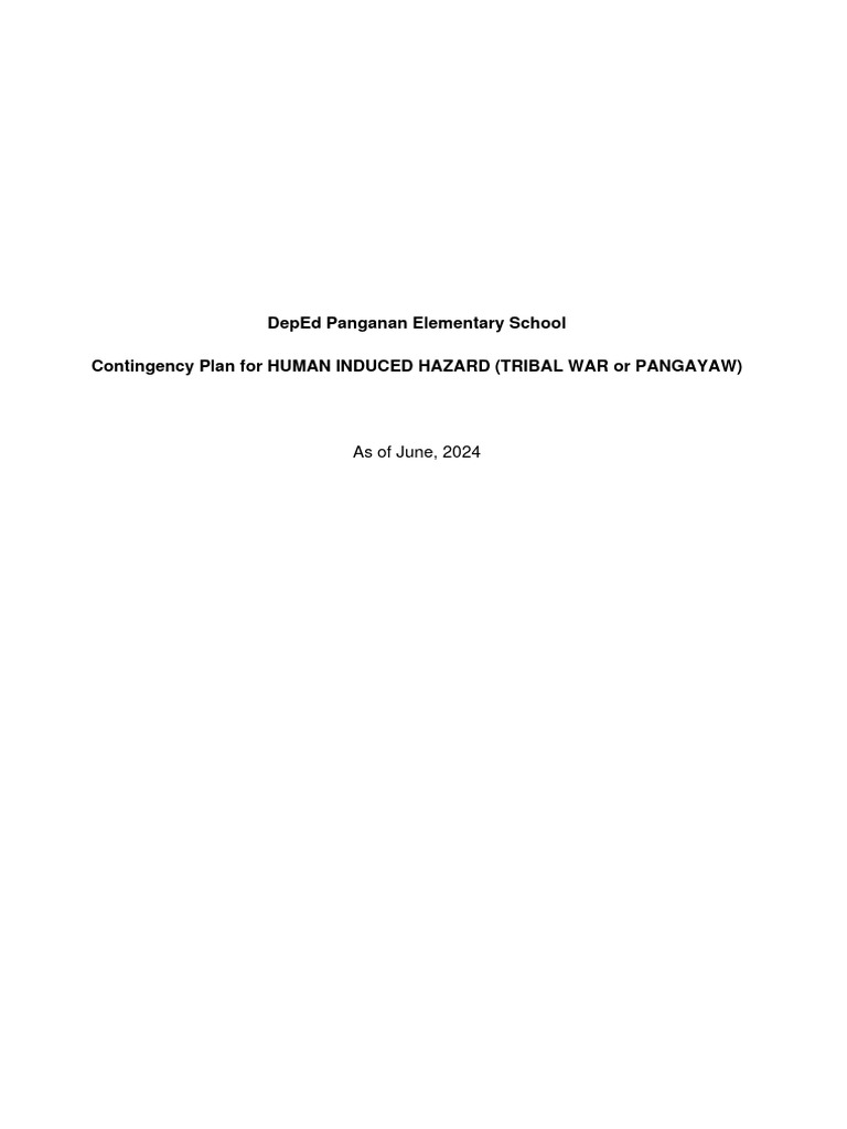 Panganan-Es Human-Induce Contingency-Plan 2024 | PDF | Emergency ...