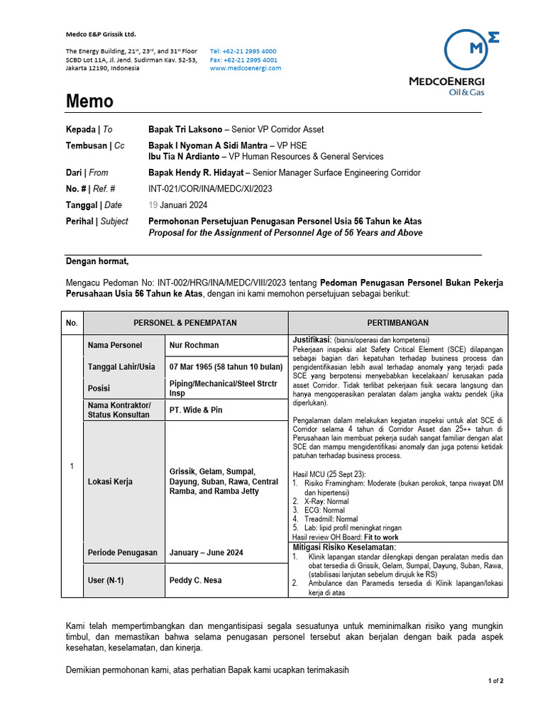 Approval Penugasan Personel Usia Diatas 56 Tahun - Nur Rochman (Signed ...